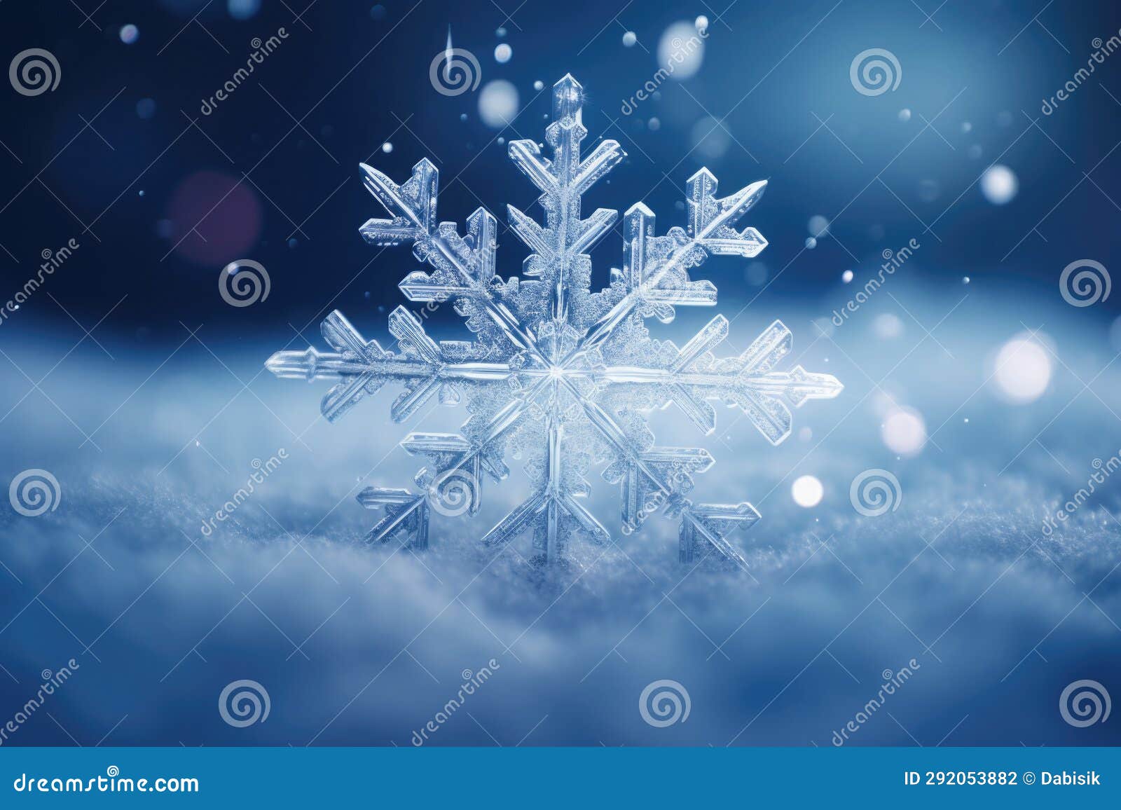 Single Snowflake on Winter Background. Generative AI Stock Photo ...