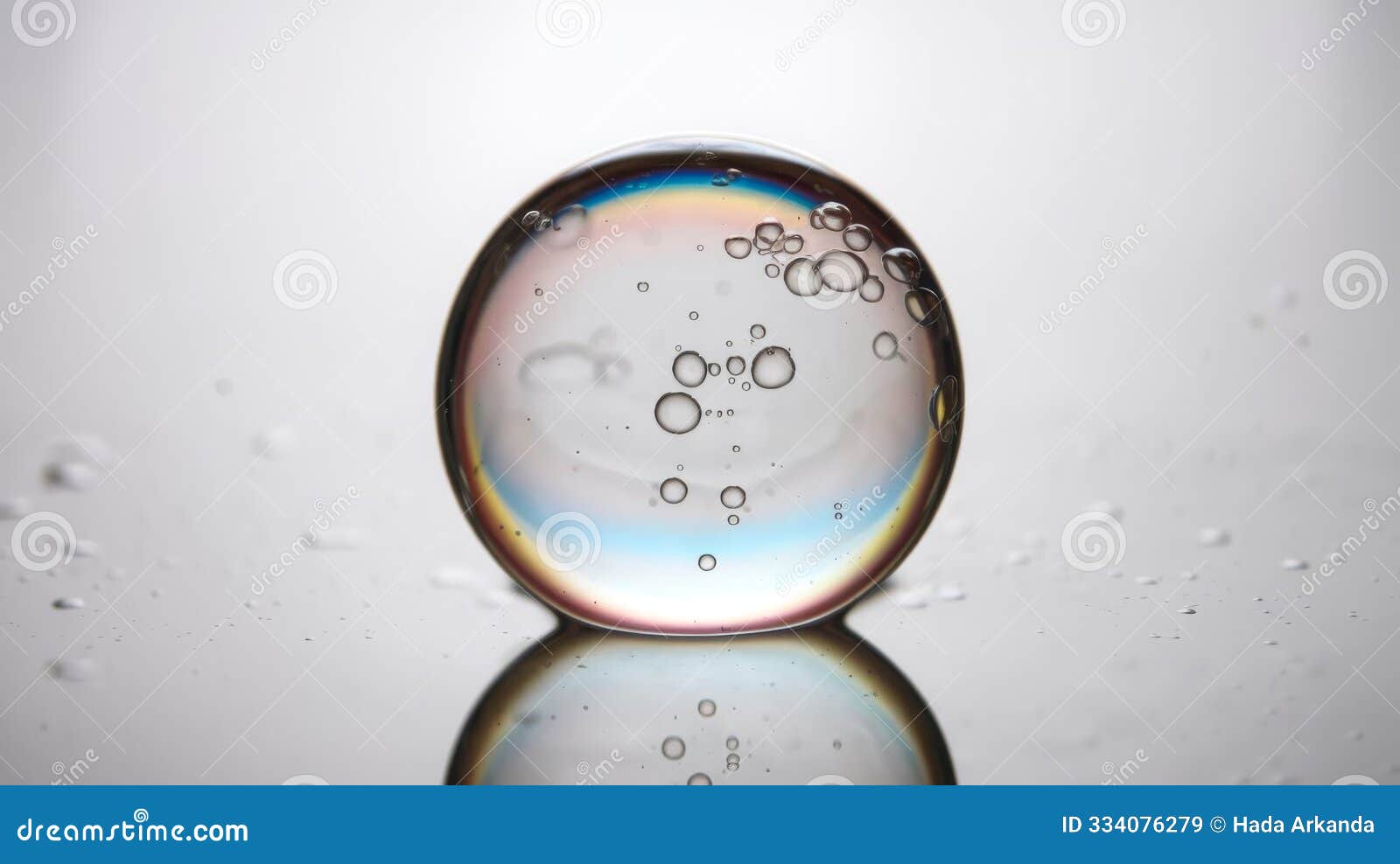 Single Soap Bubble with Reflection on White Background Stock ...