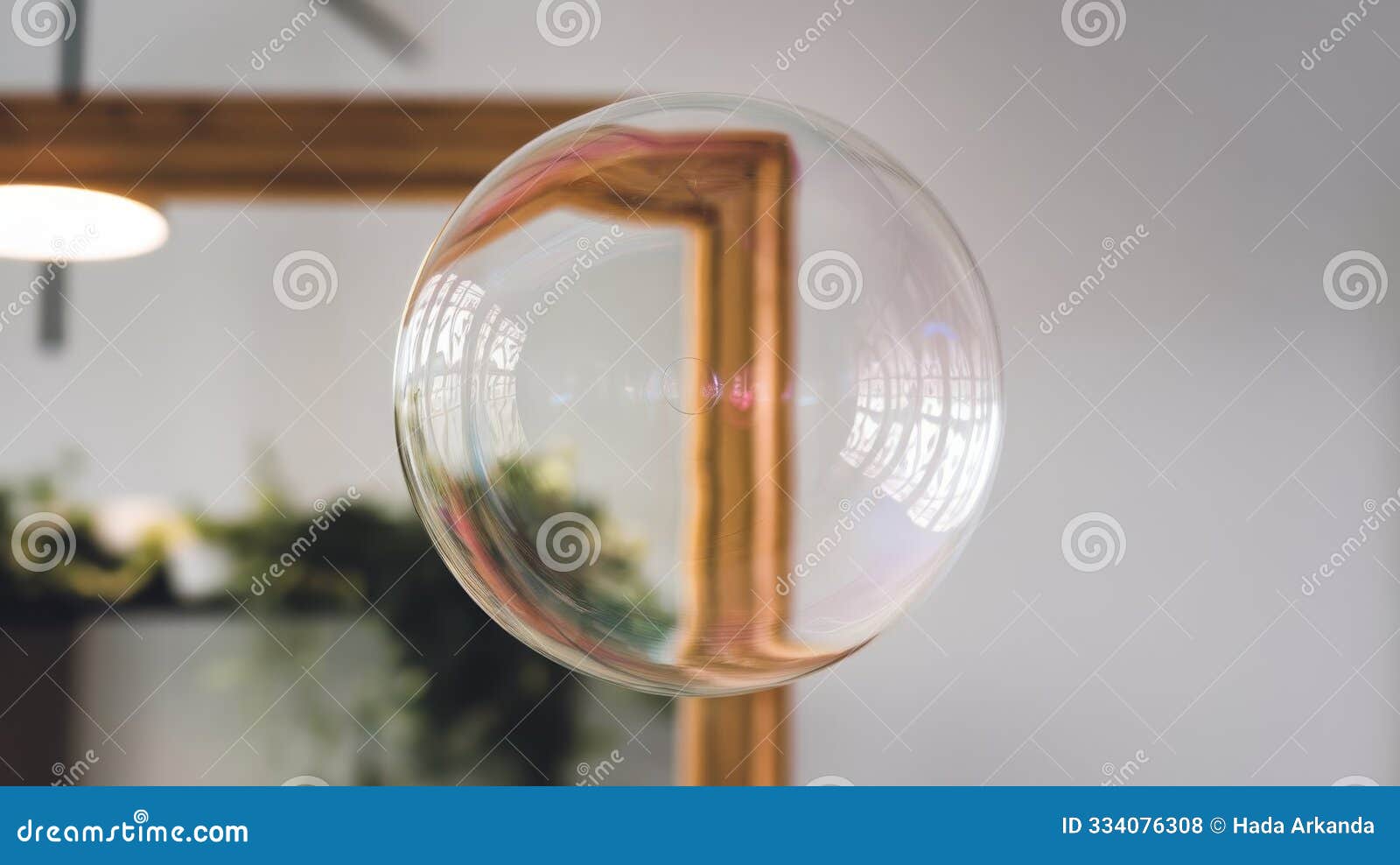 Single Soap Bubble with Reflection on White Background Stock ...