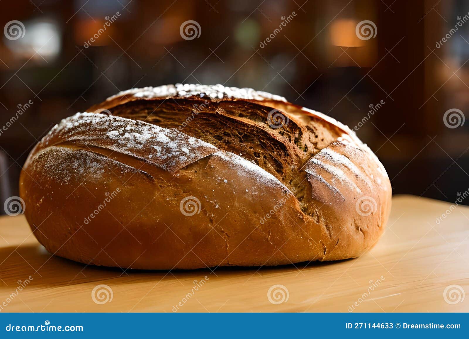 Single Sourdough Big Bread at the Table Stock Illustration ...