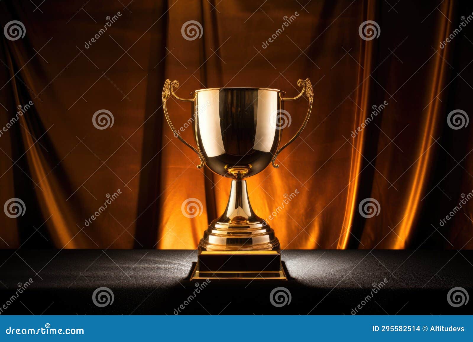 Single Spotlight Illuminates a Gold-plated Cup Trophy Stock ...