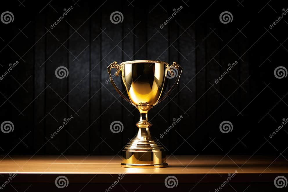 Single Spotlight Illuminates a Gold-plated Cup Trophy Stock Photo ...