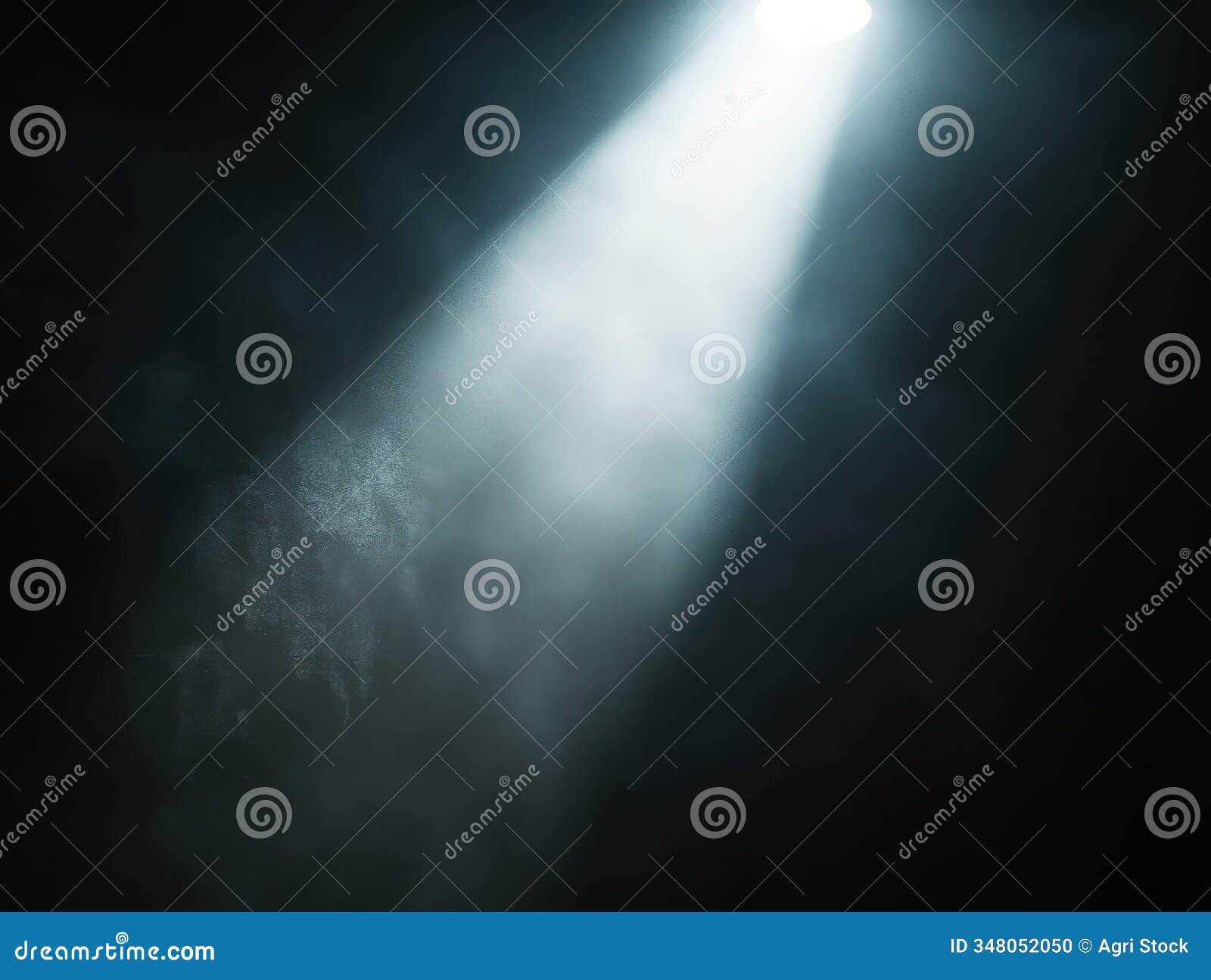 A Single Spotlight Illuminating Fog and Darkness Stock Illustration ...