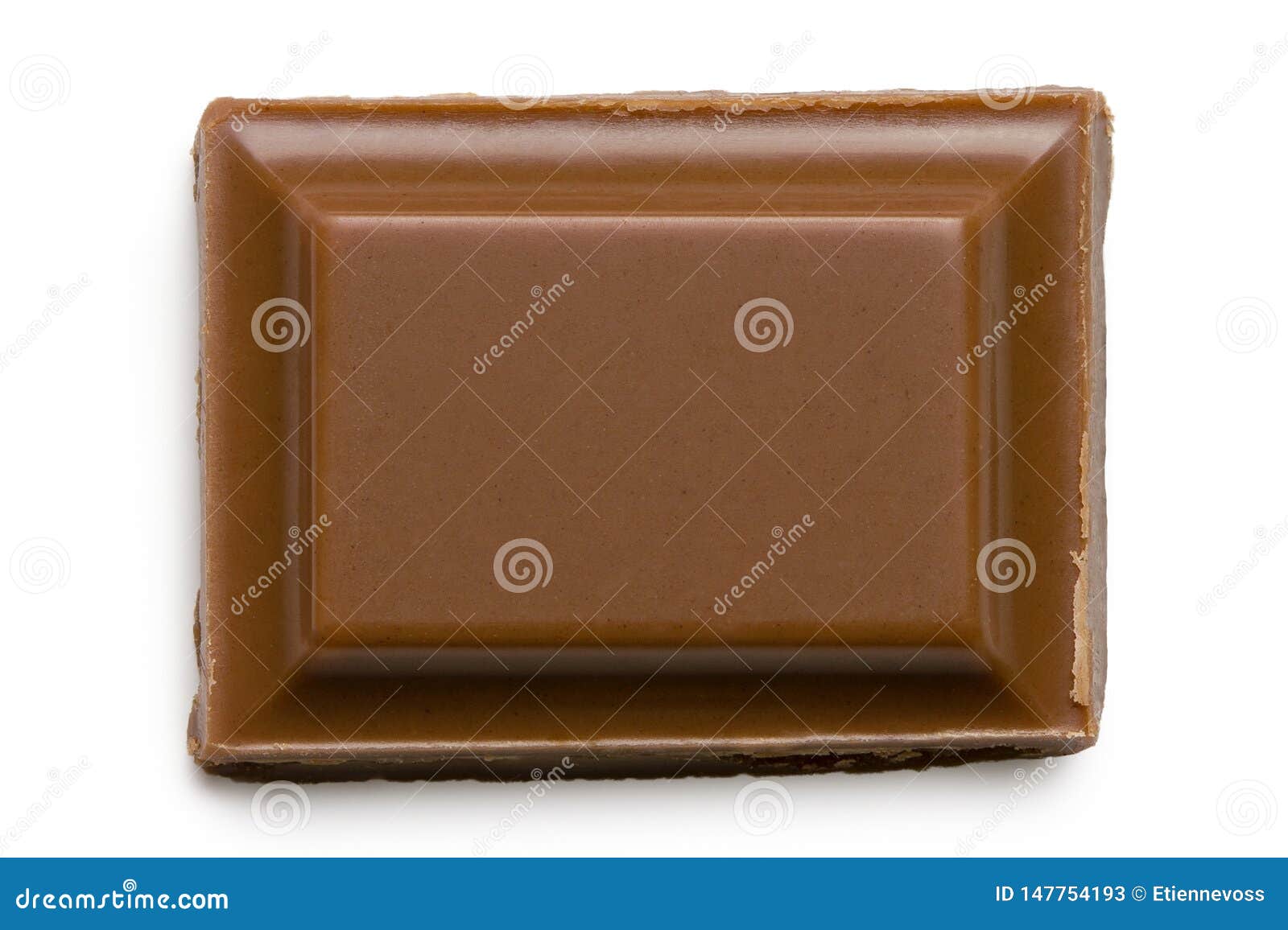 Single Square of Milk Chocolate Isolated on White from Above Stock ...