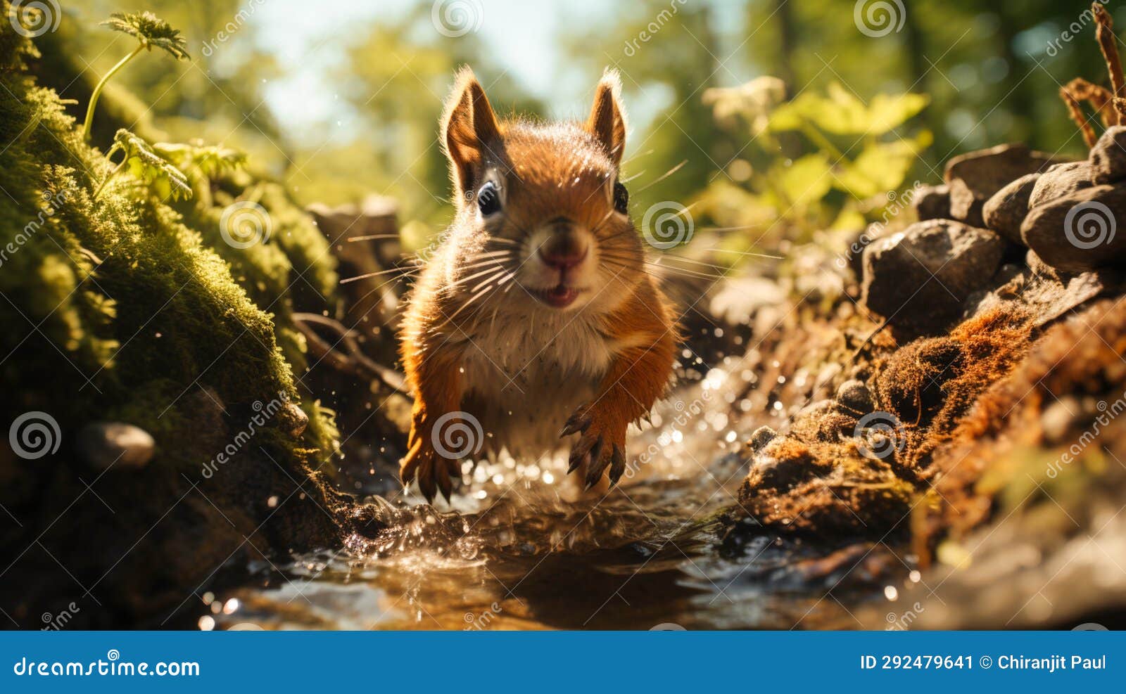 Single Red Squirrel - Latin Sciurus Vulgaris - On A Tree Branch During ...