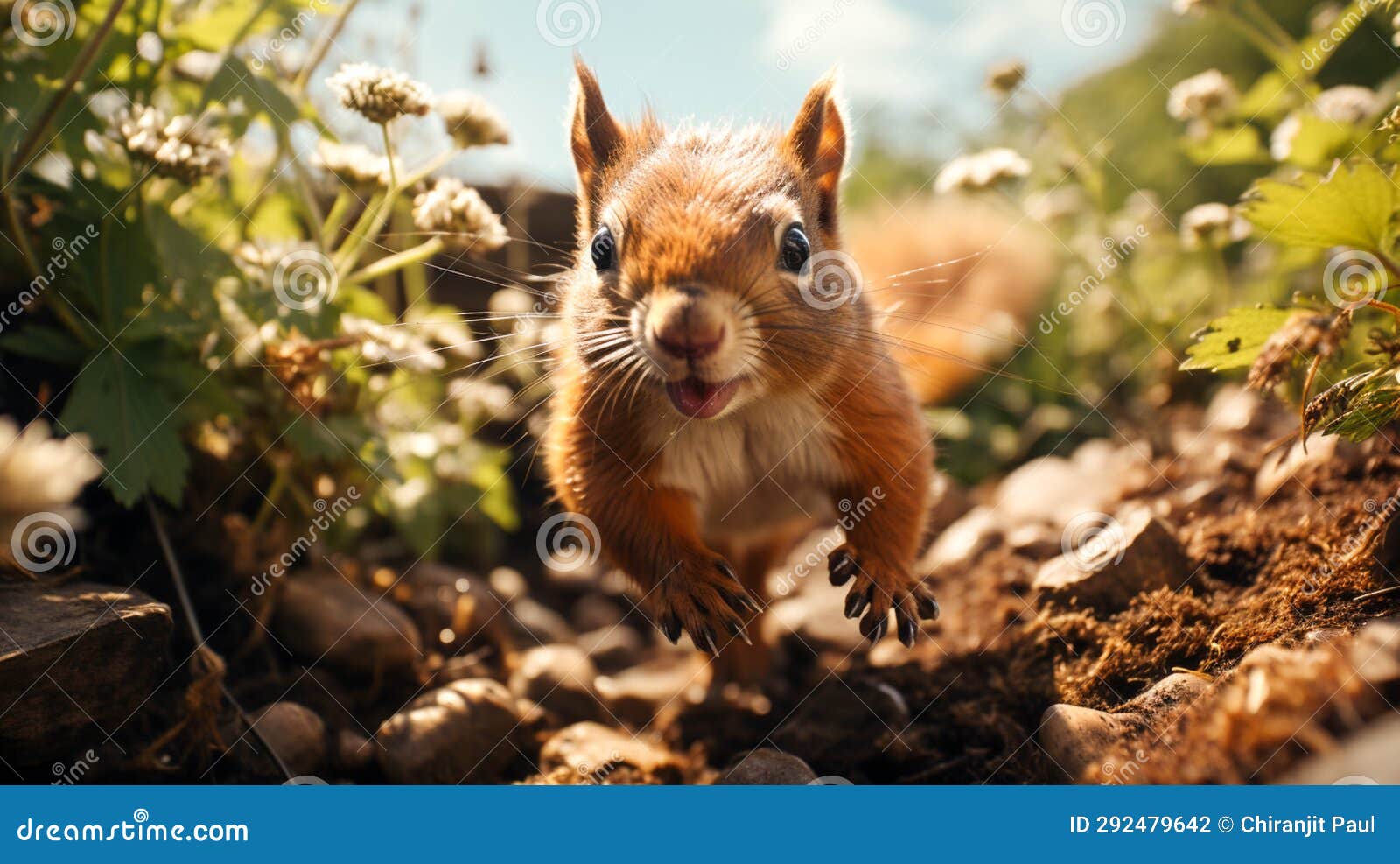 Single Red Squirrel - Latin Sciurus Vulgaris - On A Tree Branch During ...