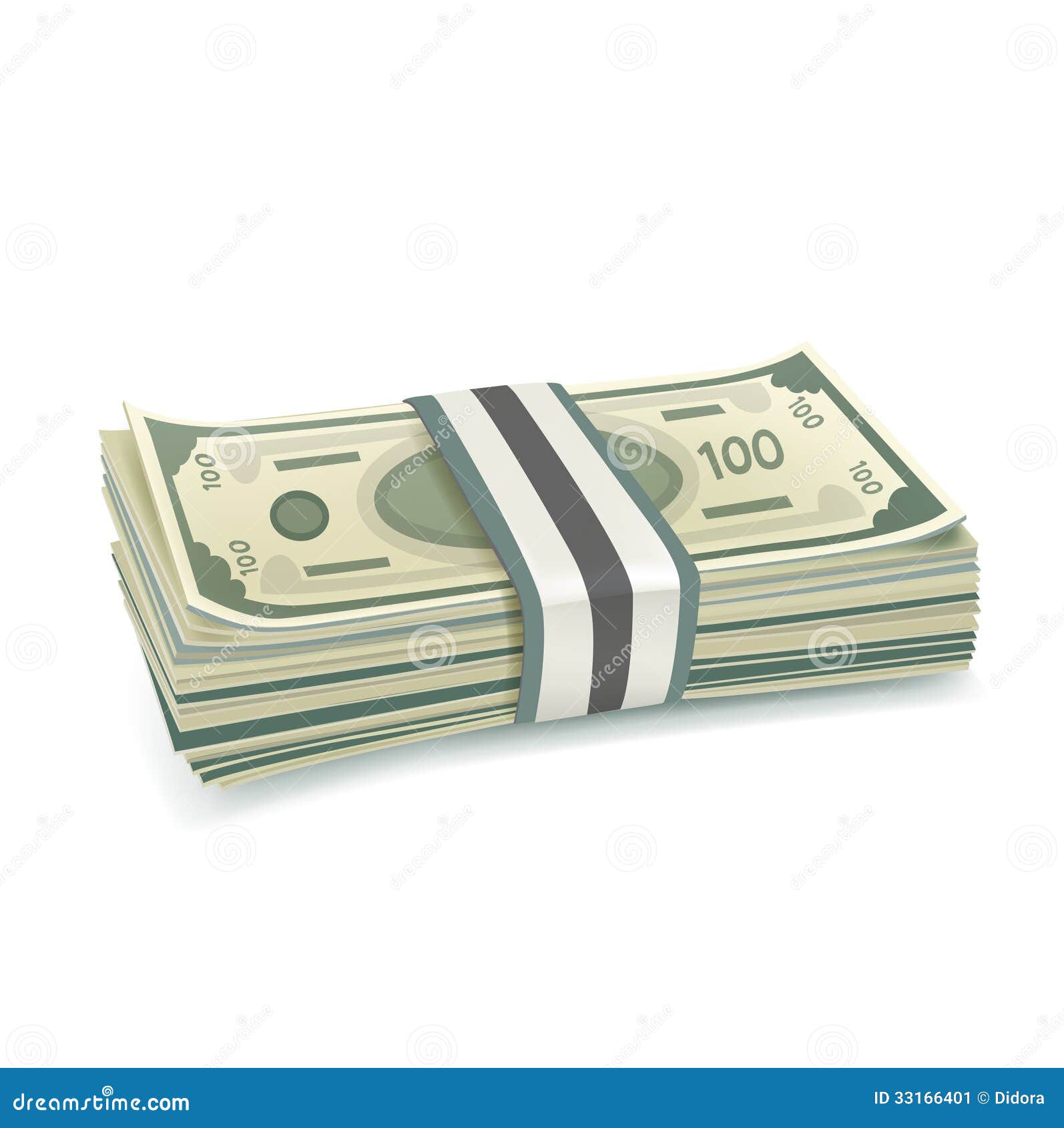 Single Stack of Money Isolated on White Stock Vector - Illustration of ...