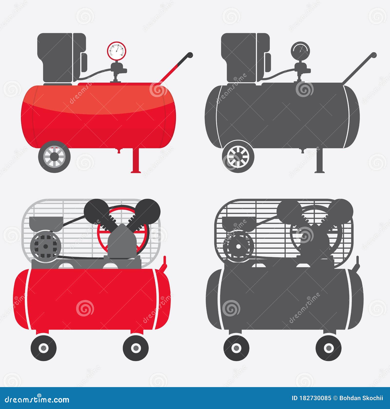 Single Stage Air Compressor. Stock Vector - Illustration of industry ...