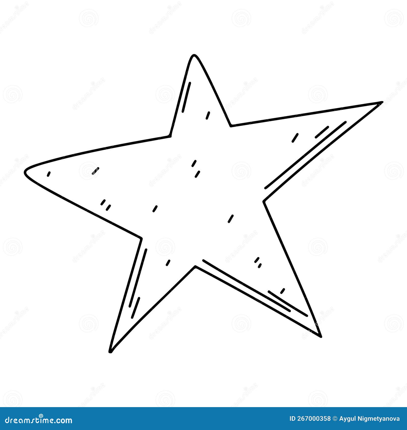 Single Star in Hand Drawn Doodle Style. Vector Illustration Isolated on ...