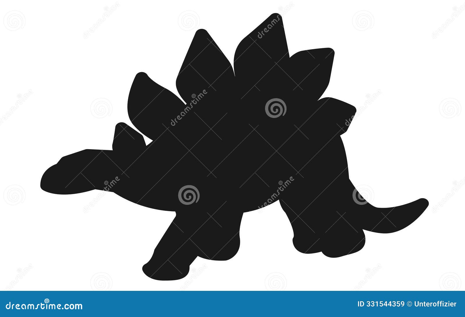 A Single Stegosaurus Dinosaur Outline Shape Silhouette Against a White ...