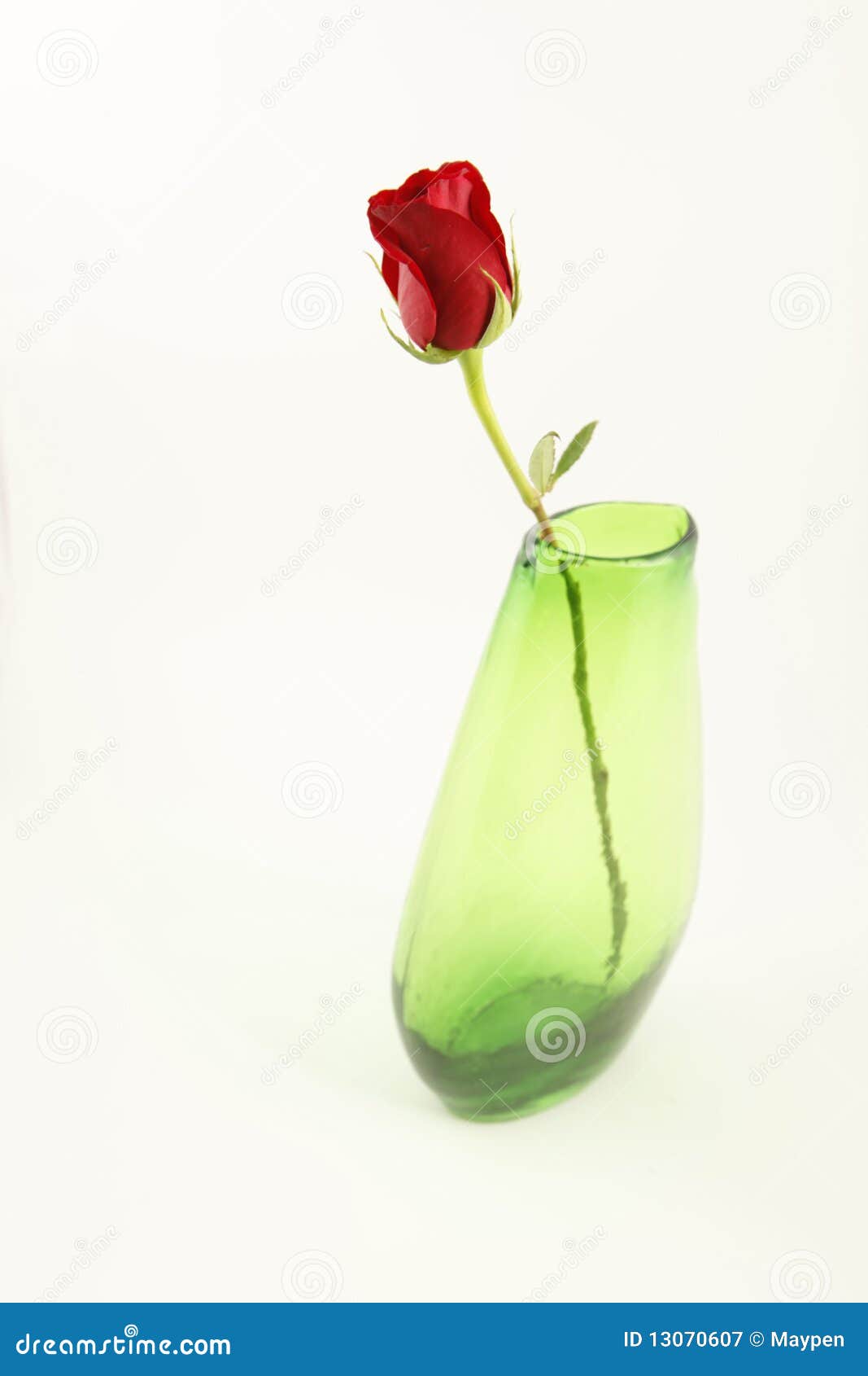 A Single Stemmed Red Rose in a Green Vase Stock Image - Image of ...