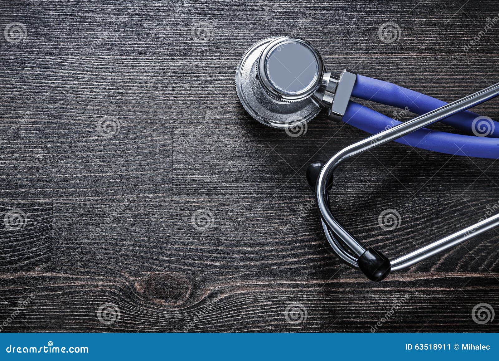 Single Stethoscope on Wooden Board Copyspace Stock Image - Image of ...