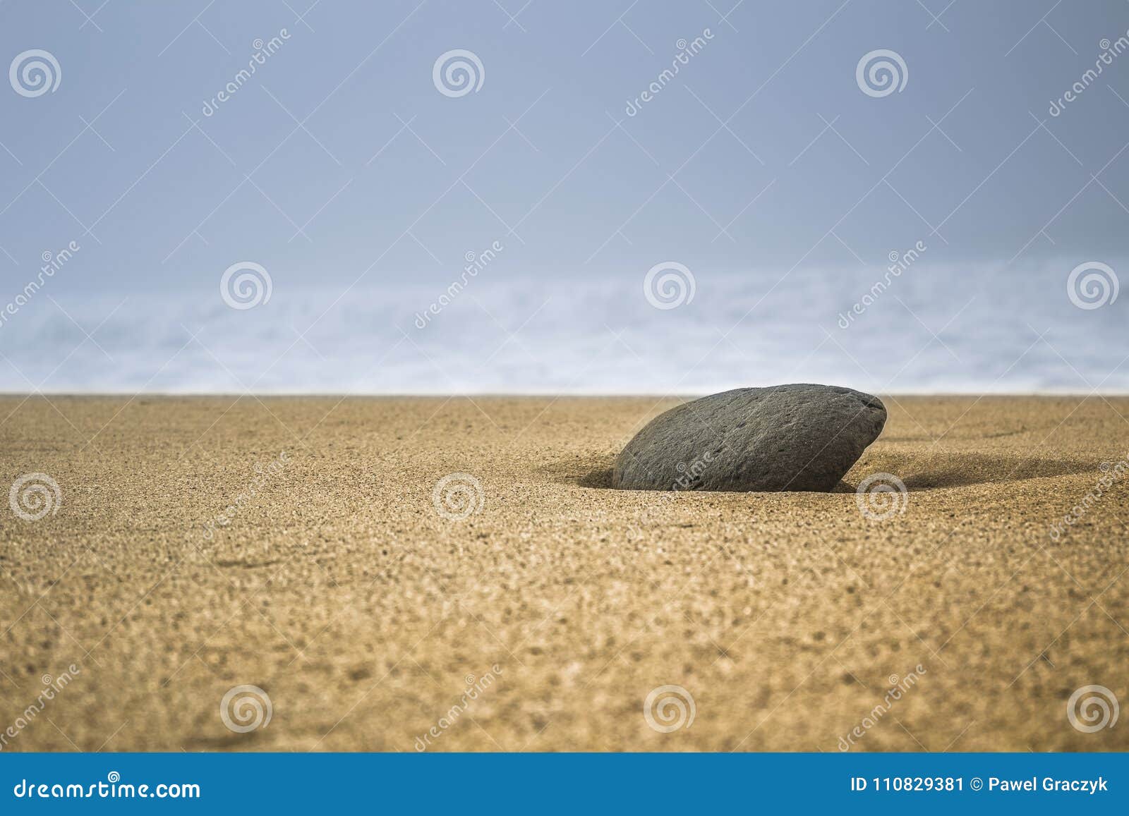 Single Stone in Sand on the Beach Stock Image - Image of sand, summer ...