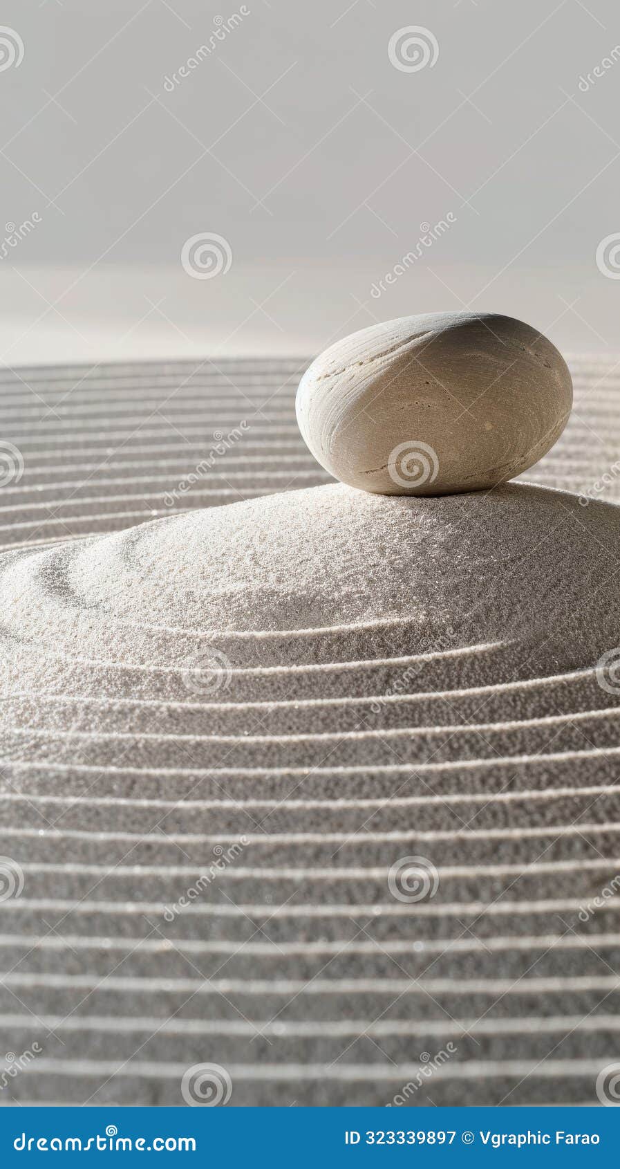 Single Stone on Sand with Zen Garden Patterns, Minimalist and Tranquil ...