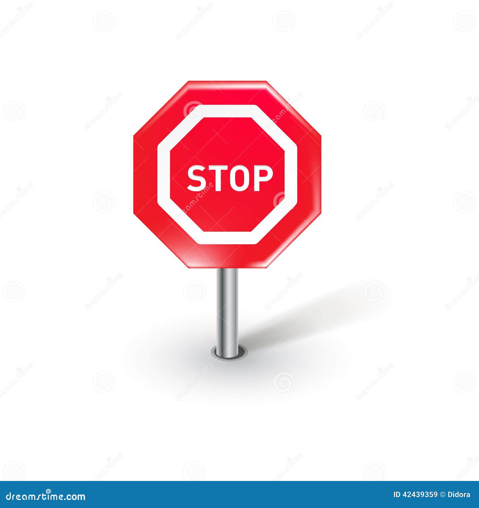 Single Stop Sign Isolated on White Stock Vector - Illustration of metal ...