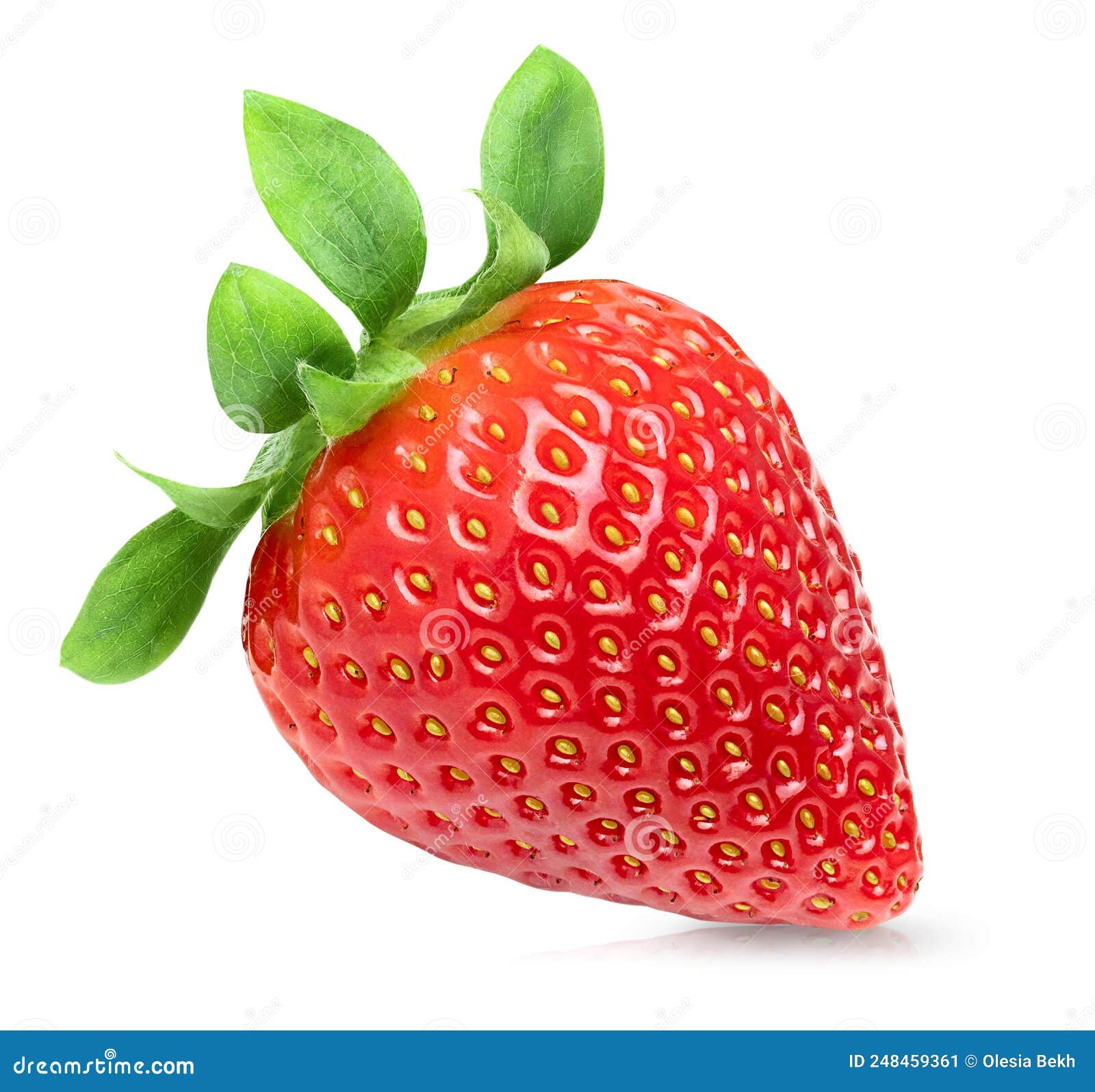 Single Strawberry Berry on White Background Stock Image - Image of food ...