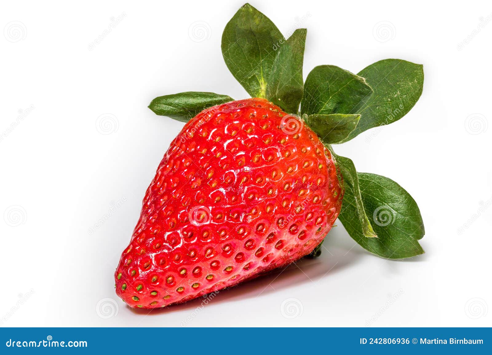 Single Strawberry on White Background, Macro Shot Stock Photo - Image ...
