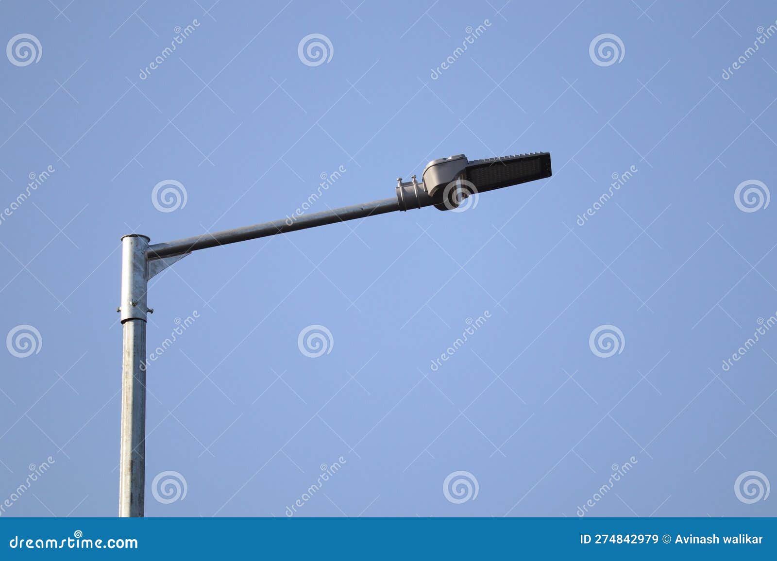 The Single Street Light with Empty Blue Sky Stock Image - Image of ...