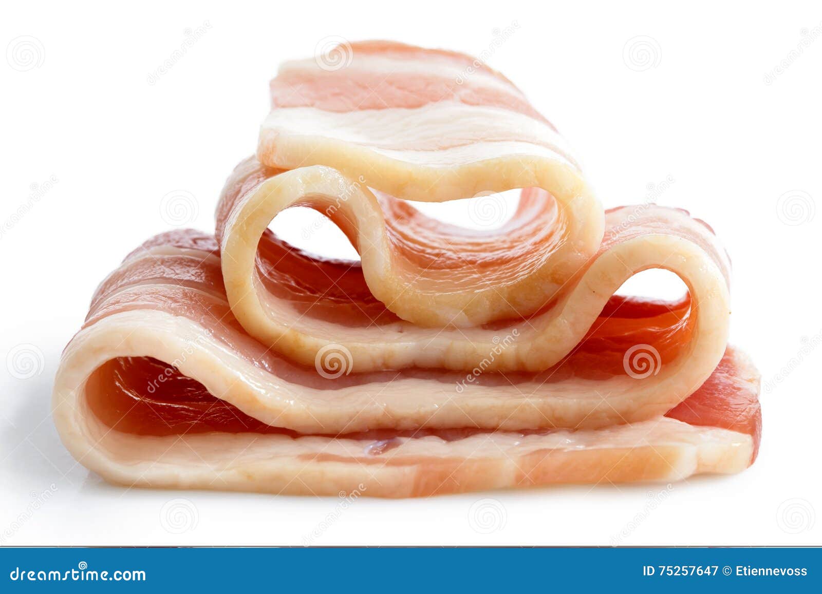 Single Strip of Streaky Uncooked Bacon. Stock Image - Image of pork ...