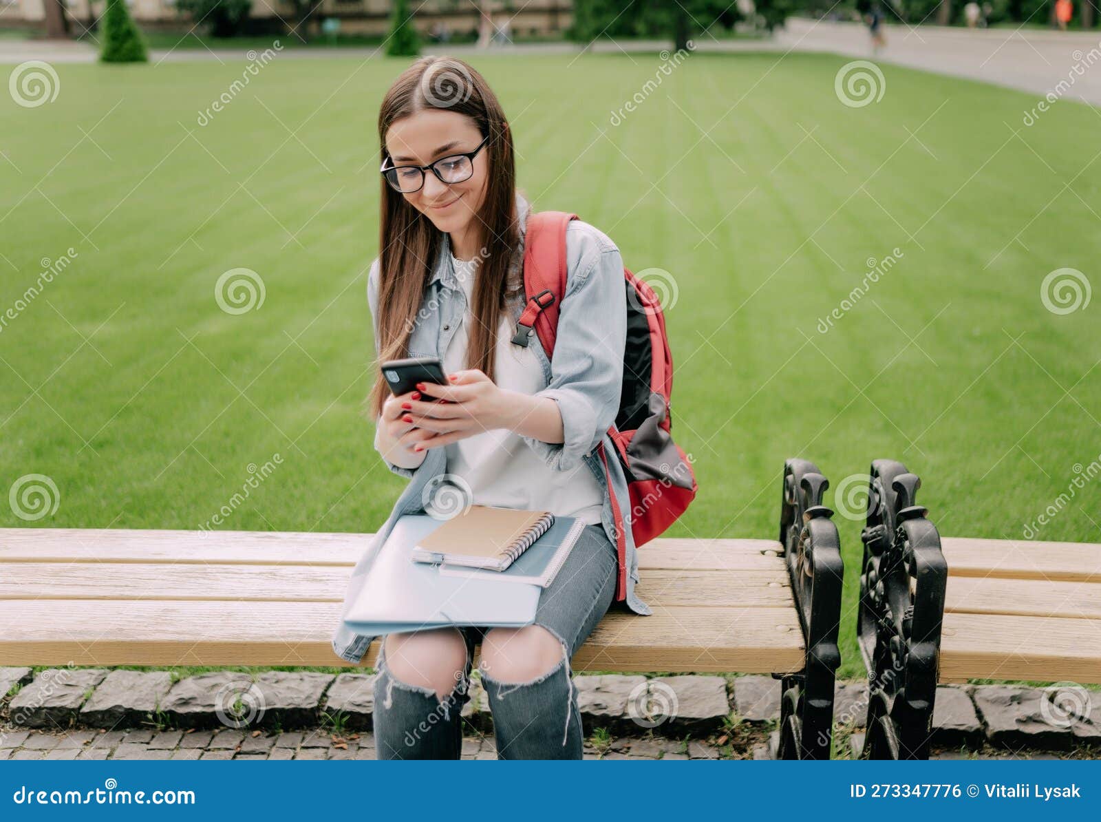 Single Student Reading Mobile Phone Messages Stock Photo - Image of ...