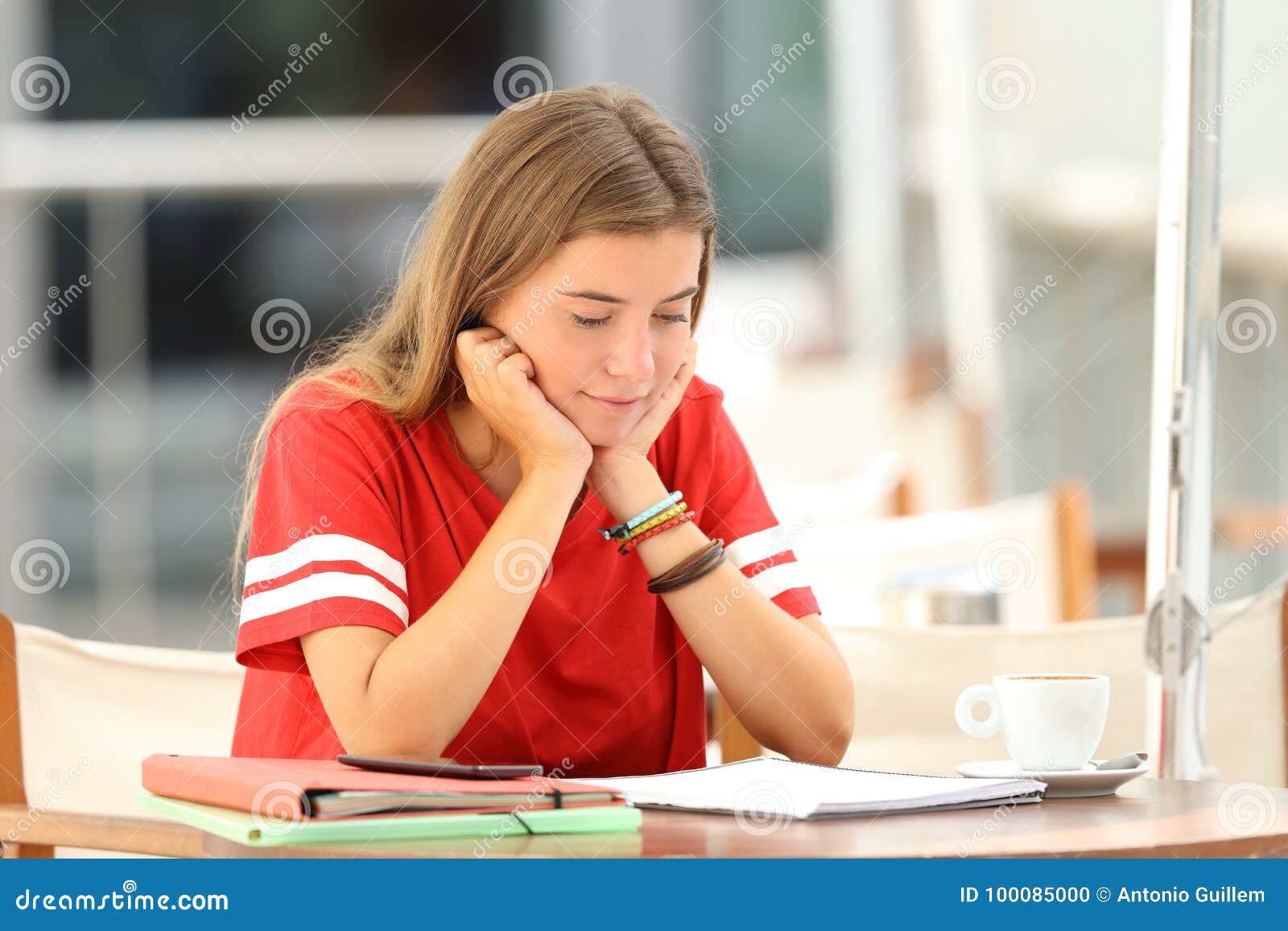 Student Studying and Memorizing Notes Stock Photo - Image of checking ...