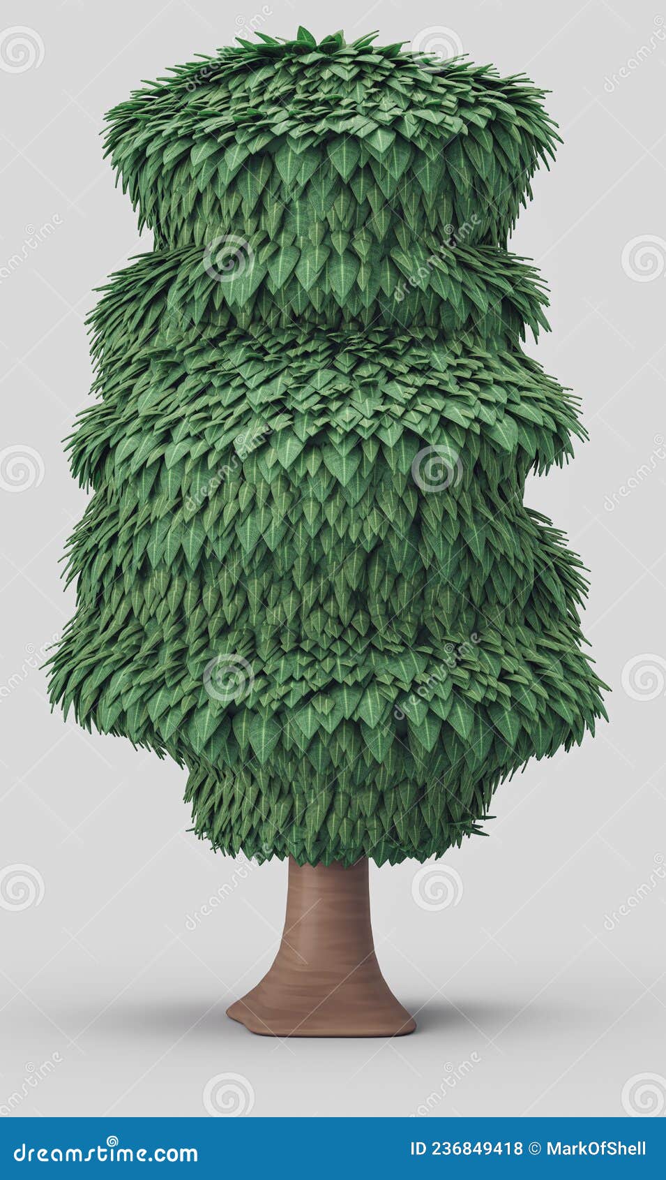 Single Stylized Tree Model with Covered with Green Leaves, 3d Rendering ...