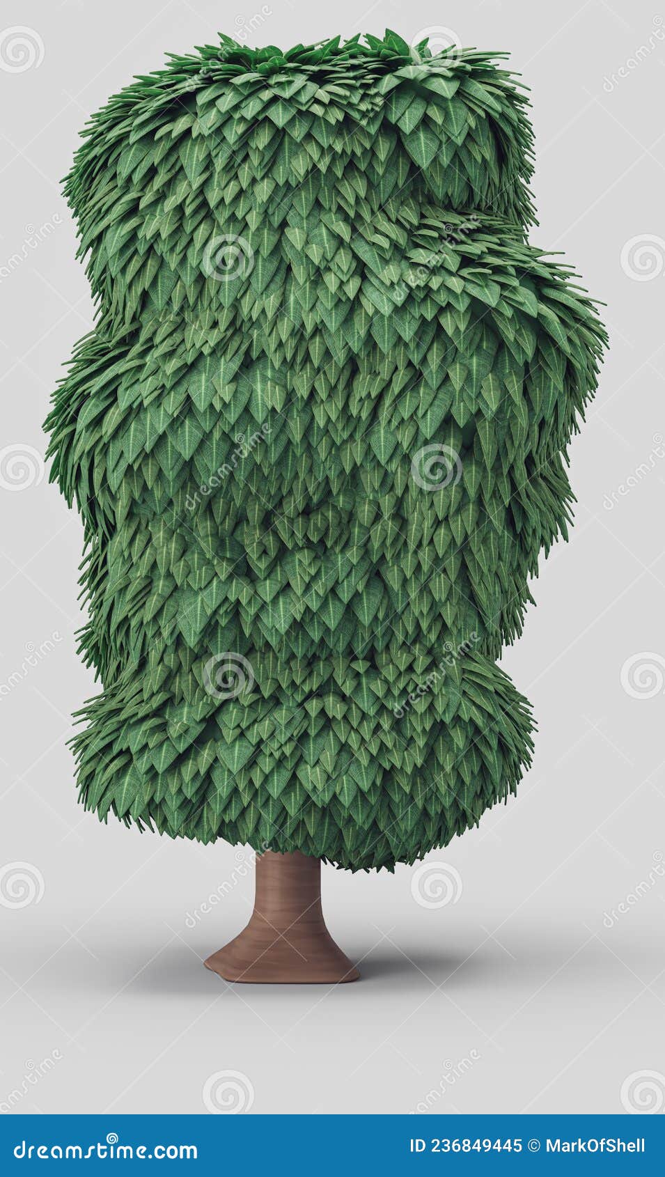 Single Stylized Tree Model with Covered with Green Leaves, 3d Rendering ...