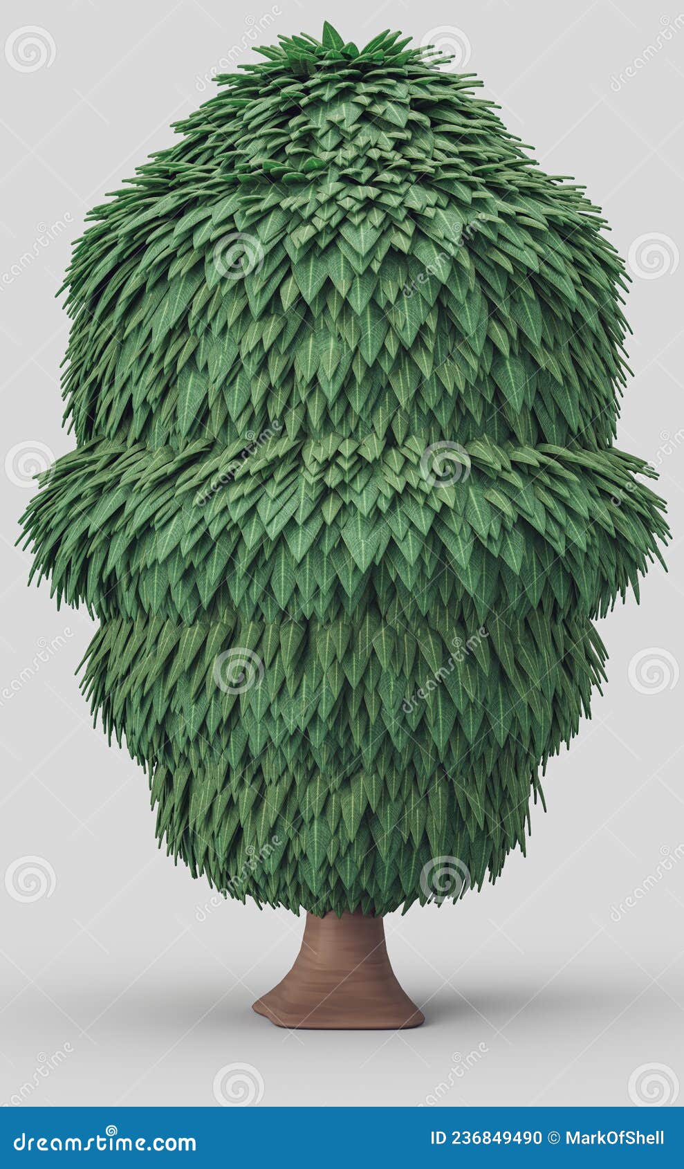 Single Stylized Tree Model with Covered with Green Leaves, 3d Rendering ...