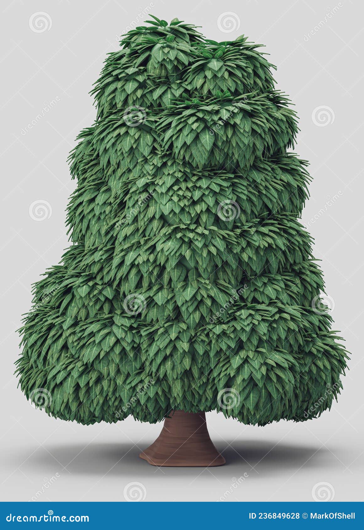 Single Stylized Tree Model with Covered with Green Leaves, 3d Rendering ...