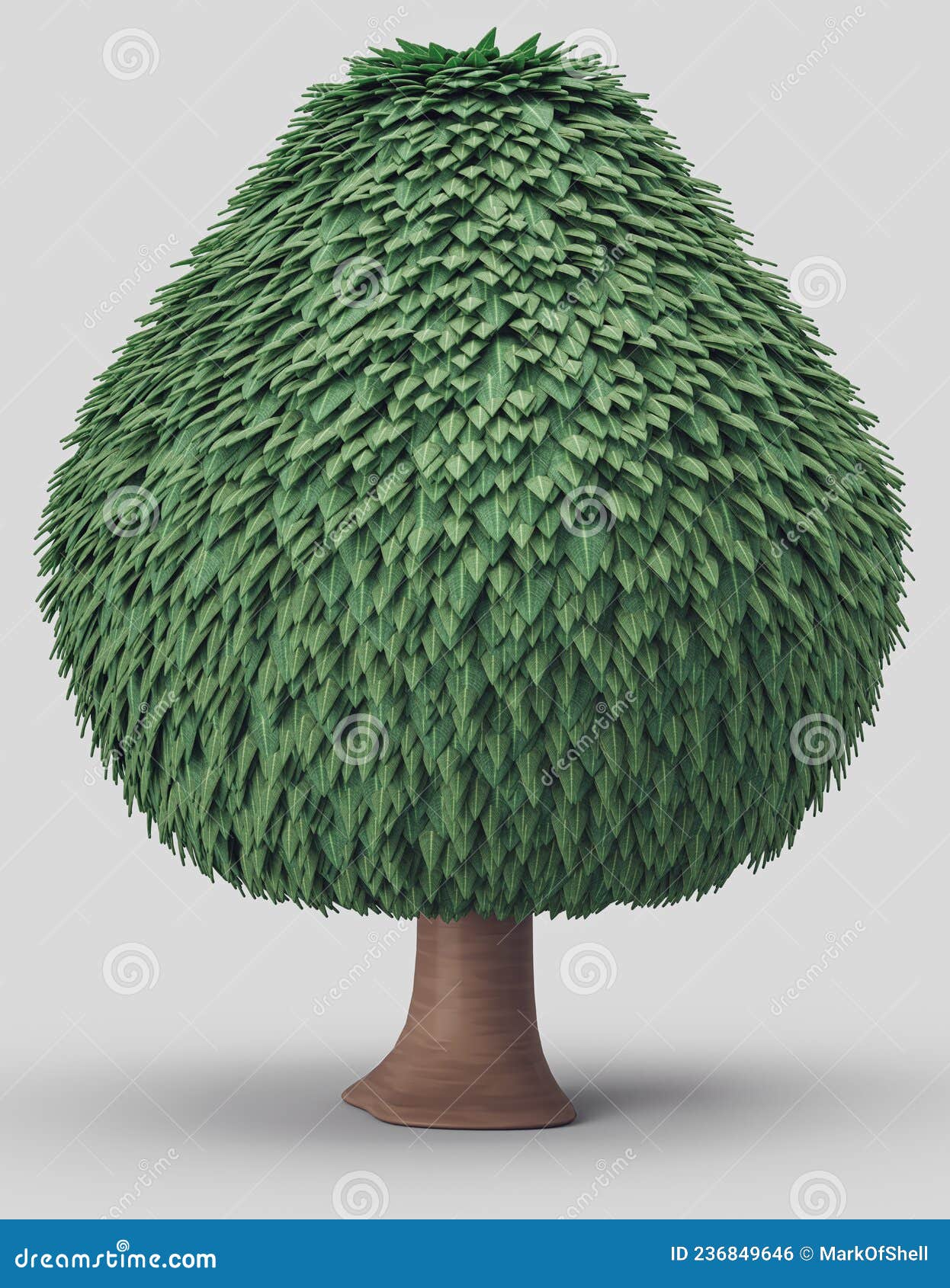 Single Stylized Tree Model with Covered with Green Leaves, 3d Rendering ...
