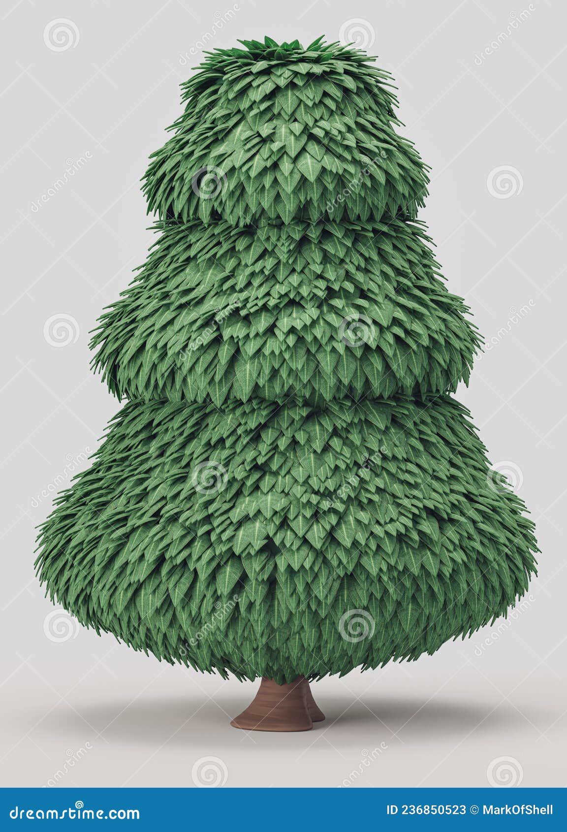 Single Stylized Tree Model with Covered with Green Leaves, 3d Rendering ...