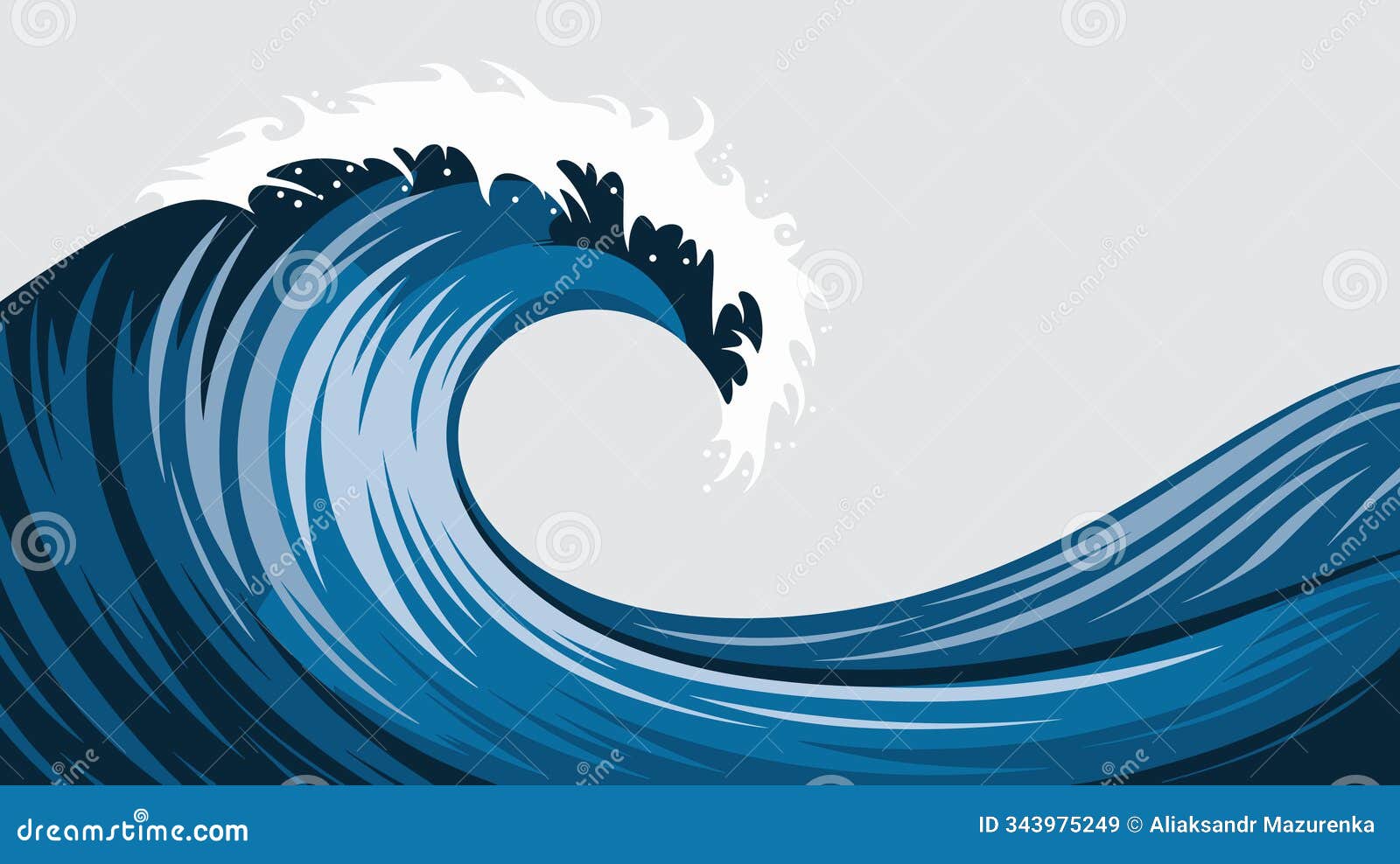 Single Stylized Wave with Perfect Curve on White Background. Stock ...