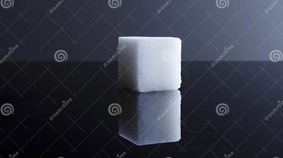Single Sugar Cube Reflective Surface Stock Photo - Image of glucose ...