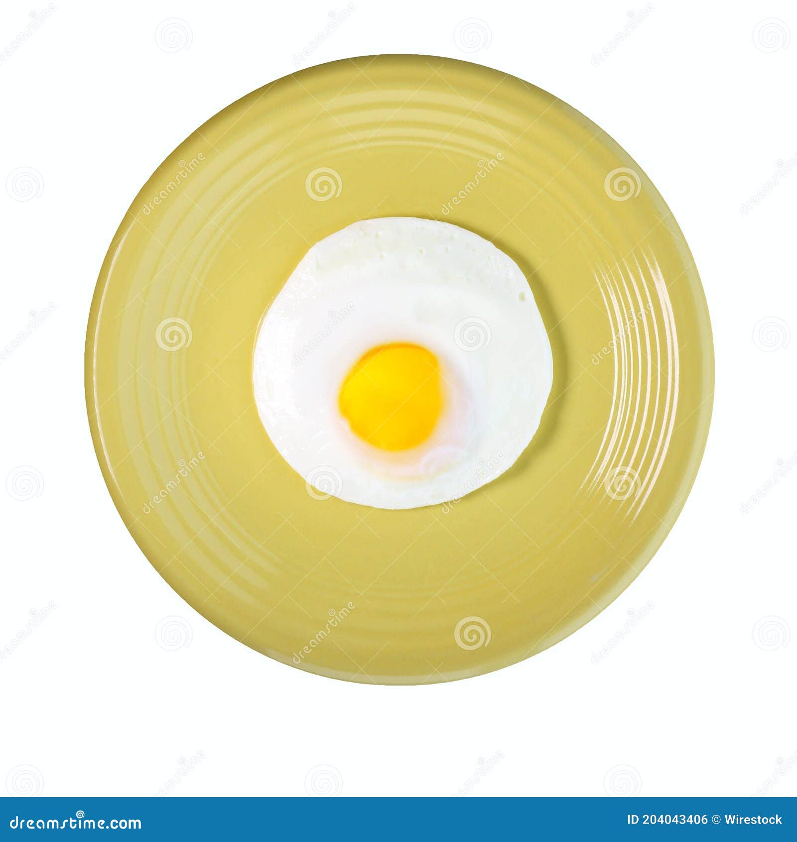Single Sunny-side-up Egg on a Plate Isolated on a White Background ...