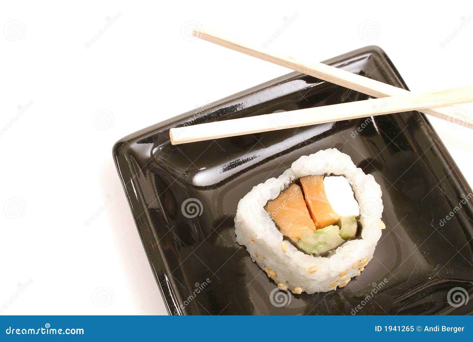 Single Sushi on White on Top Stock Image - Image of culture, ginger ...
