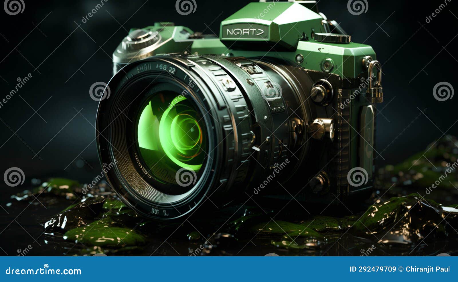 A Single Swappable Camera Objective on Green Background Stock ...