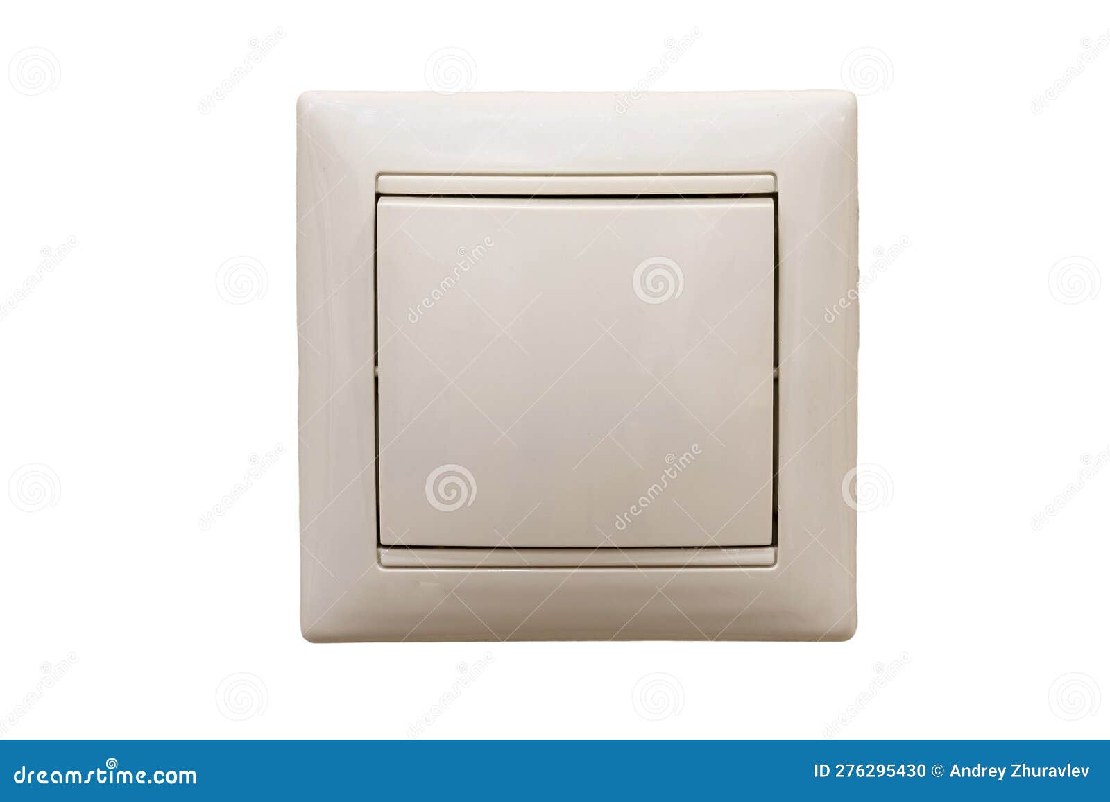 Single Switch on Beige Wallpaper, Close-up, Isolated on a White Backgro ...