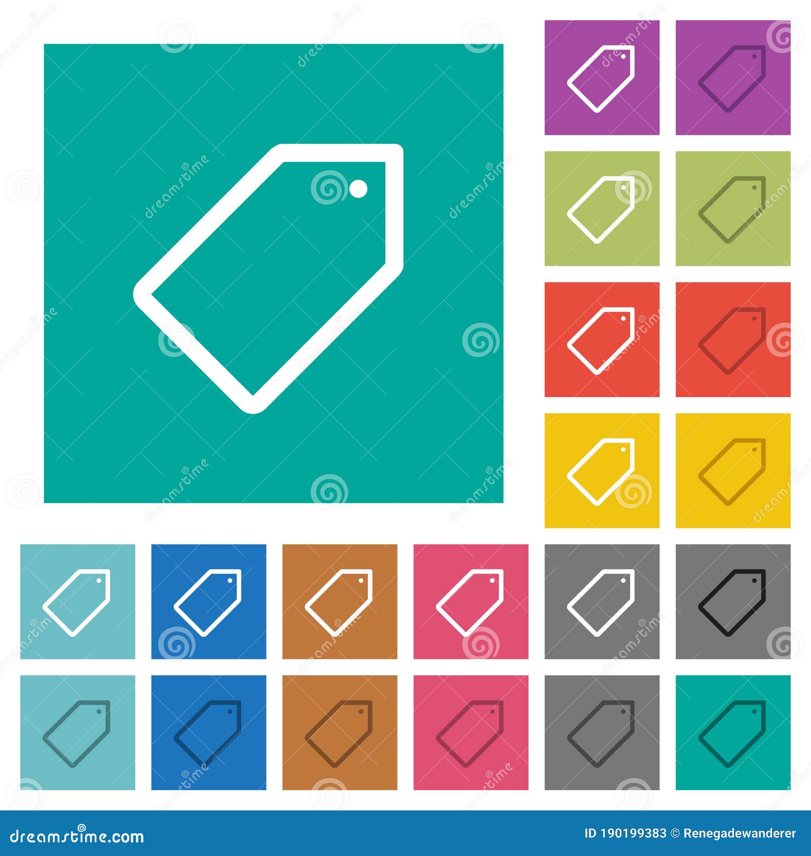 Single Tag Square Flat Multi Colored Icons Stock Vector - Illustration ...