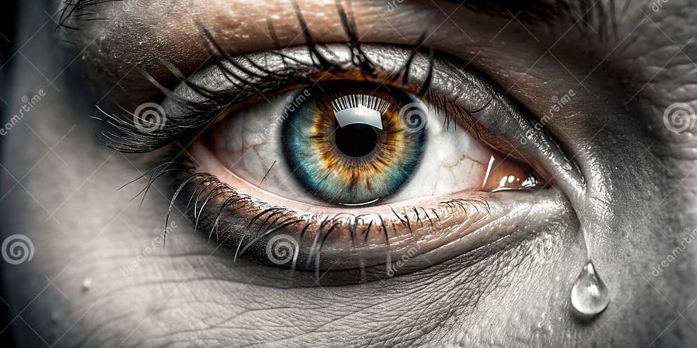 A Single Tear S Devastating Reflection the Agony of Narcotics Addiction Creative AI Stock ...