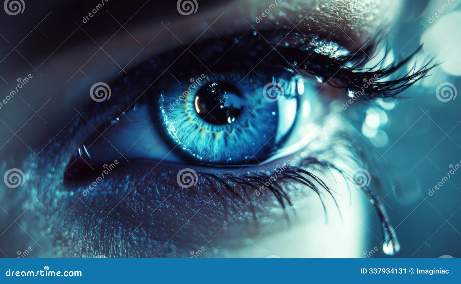 A Single Teardrop Rolling Down a Blue Eye Stock Illustration ...