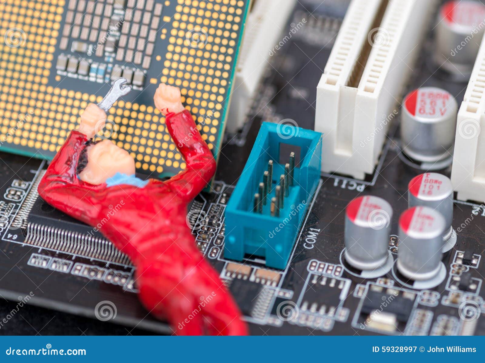 Single Technical Workman Fixing a Computer Stock Image - Image of model ...