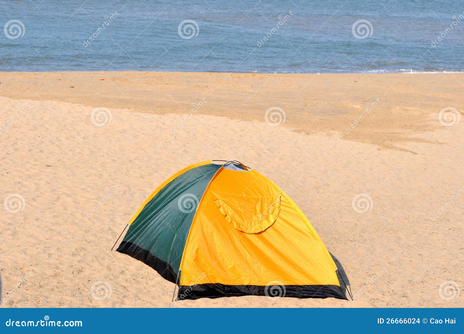 Single tent on sand stock photo. Image of three, tent - 26666024