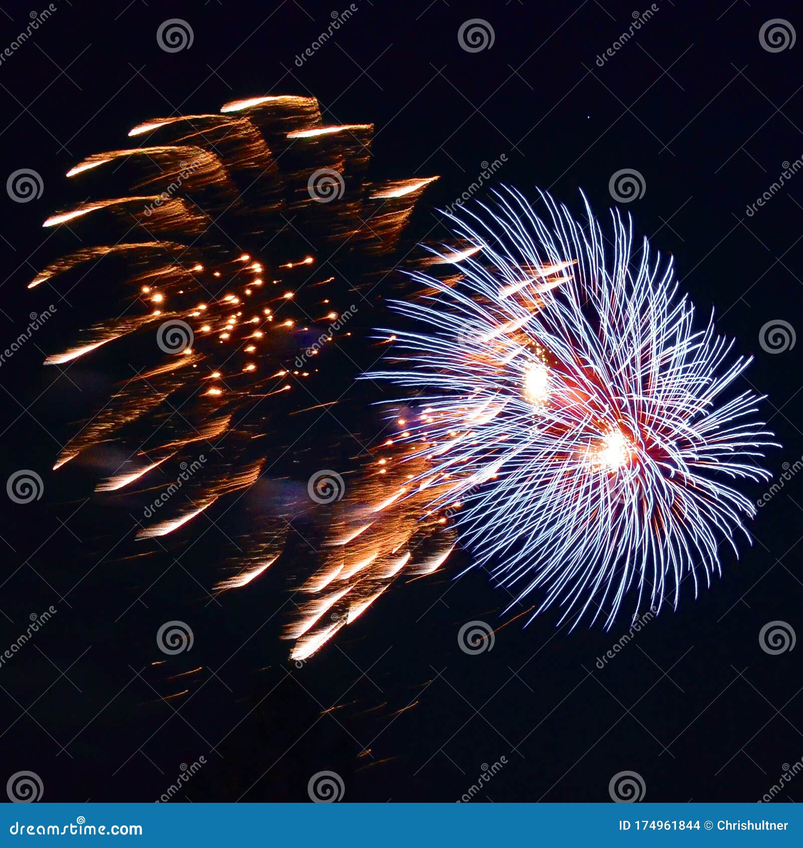 A Single 4th of July Firework Stock Photo - Image of firework, black ...