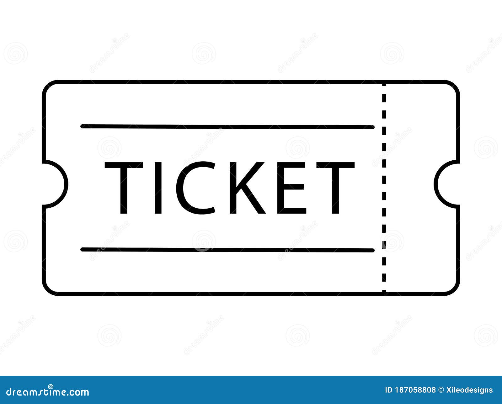 Single Ticket Admission. Black Outline Isolated on a White Background ...