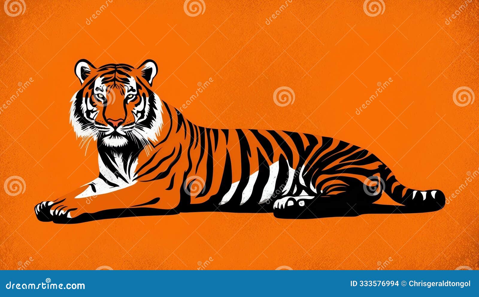 Single Tiger Sitting Silhouette in Orange Ai Generated Stock ...