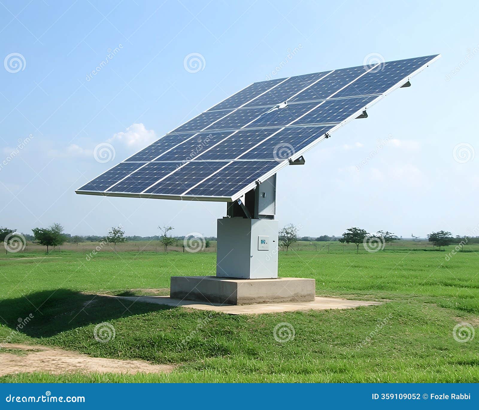 Single Tilted Solar Panel Energy System in Green Good Resolution Stock ...