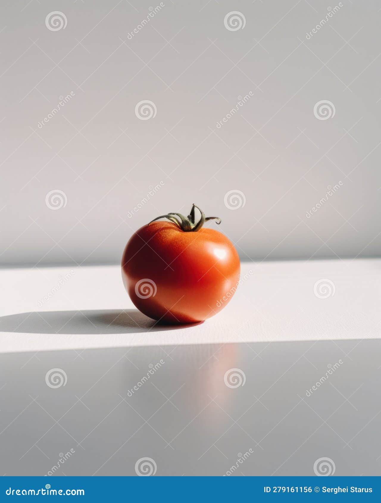 A Single Tomato Sitting on a White Surface. Generative AI Image. Stock ...