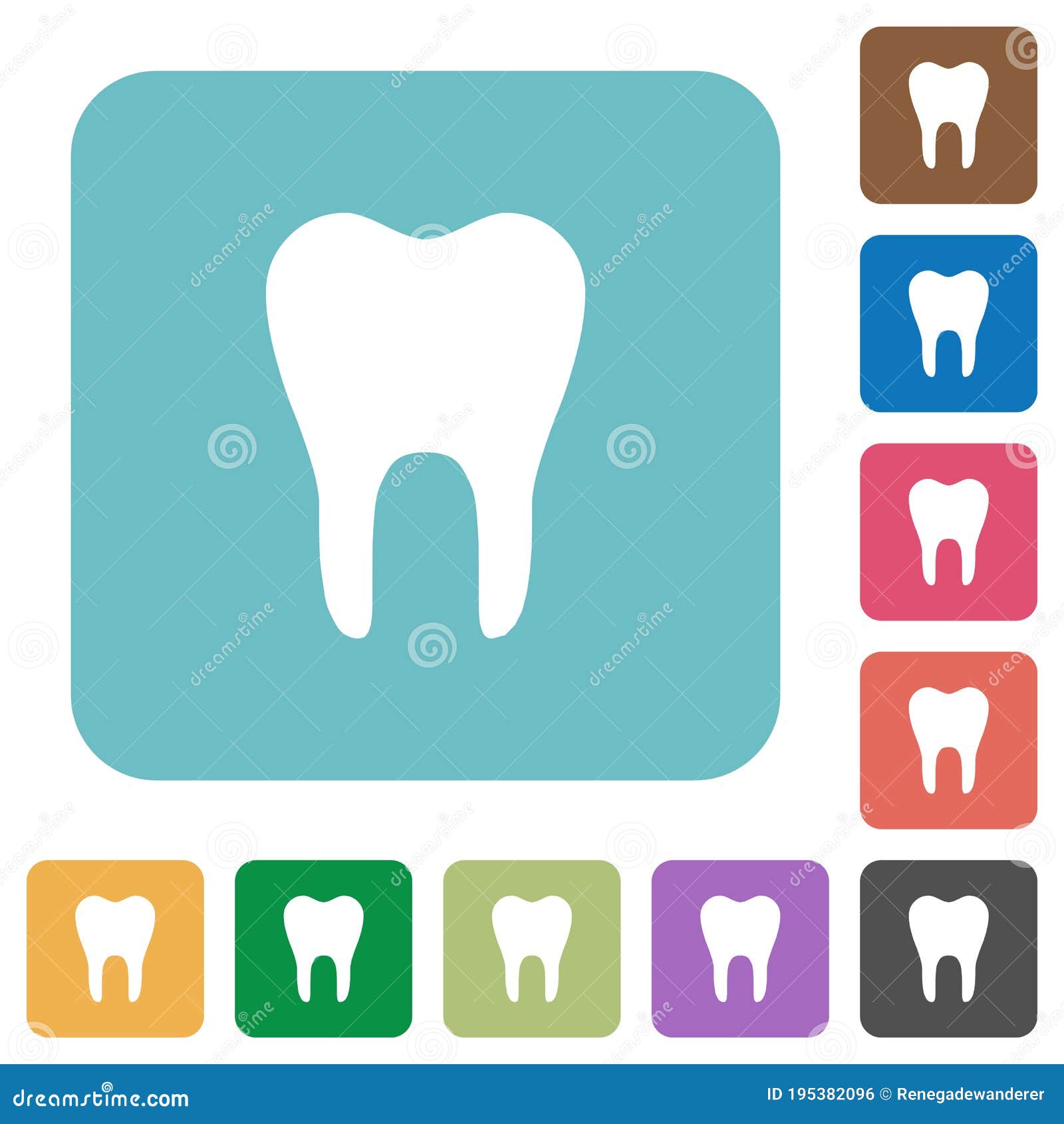 Single Tooth Rounded Square Flat Icons Stock Vector - Illustration of ...