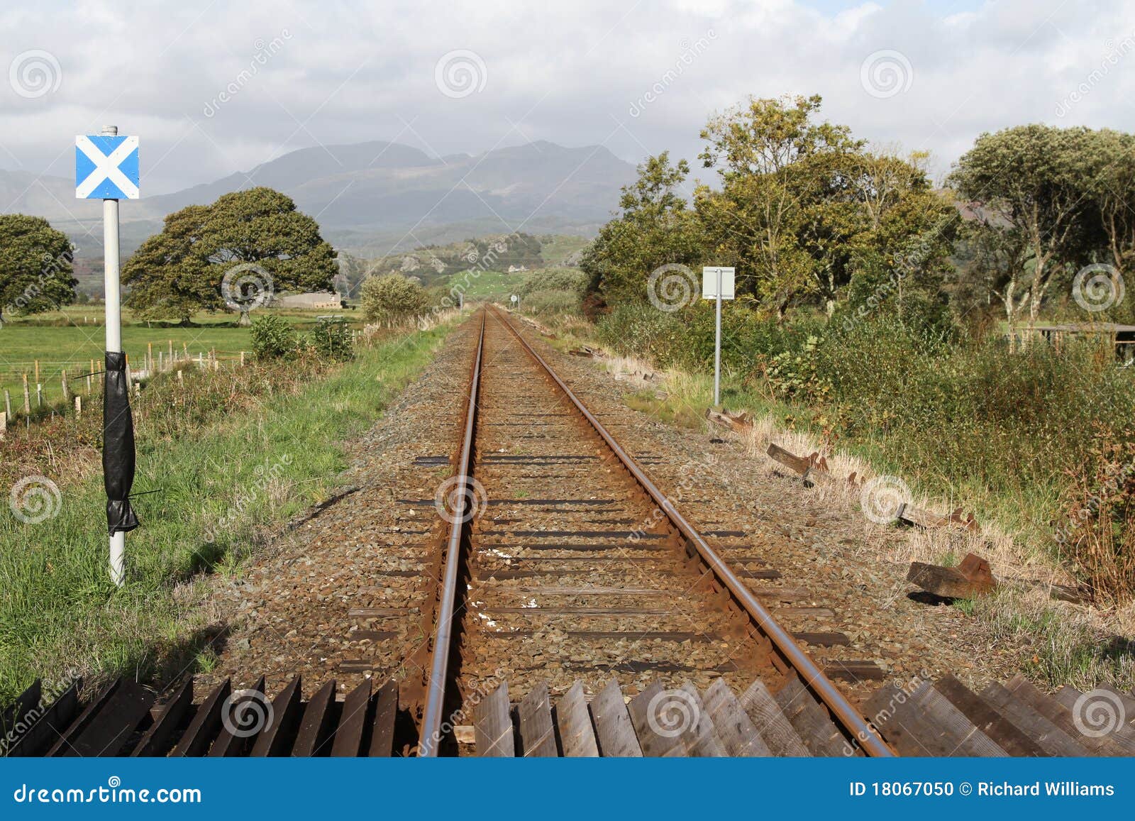 Single track rail-line. stock photo. Image of tracks - 18067050