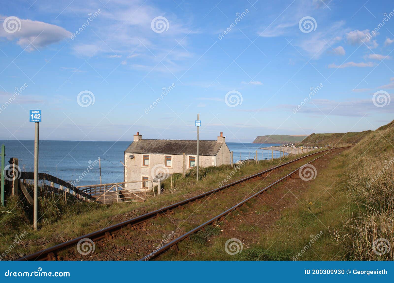 Single Track Railway Line, Nethertown, Cumbria Stock Photo - Image of ...